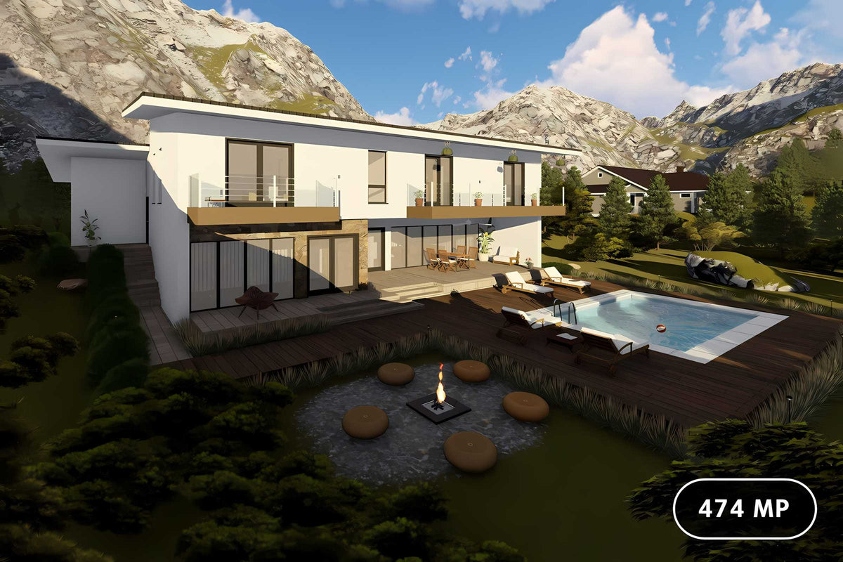 Proiect casa pe structura metalica cu etaj 059 – Wolf Construct