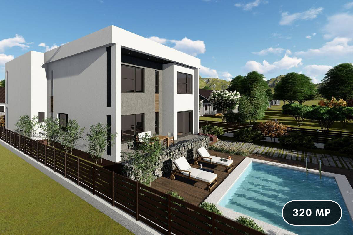 Proiect casa pe structura metalica cu etaj fara acoperis 055 – Wolf ...