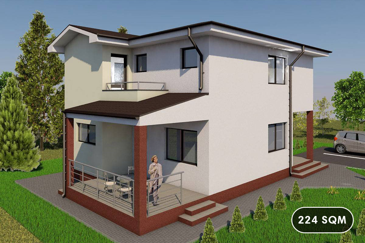 Two Story Steel Frame House With 4 Bedrooms Model 224-014 – Wolf Construct