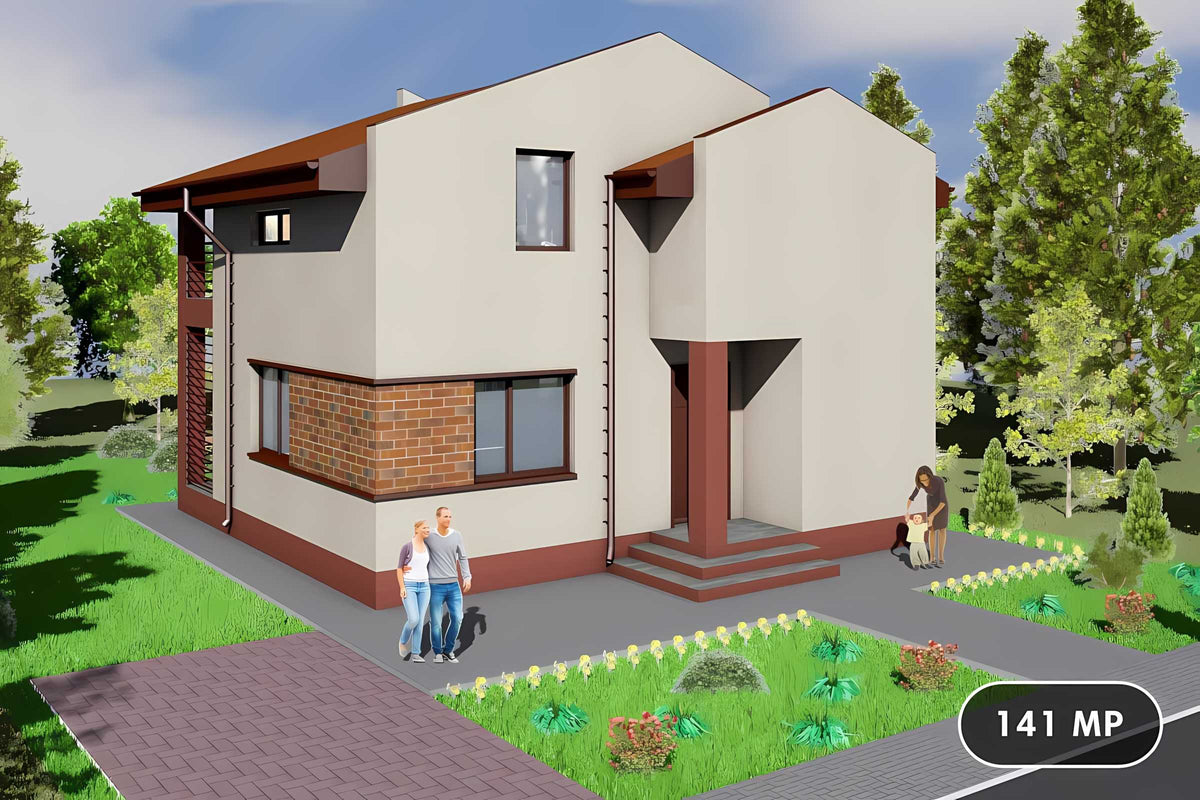 Constructie BCA sau caramida casa cu 2 dormitoare zidarie 01 – Wolf ...