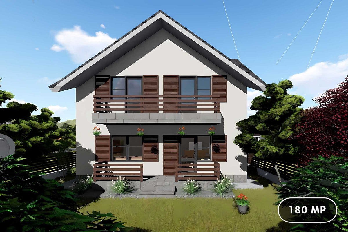 Constructie casa BCA cu etaj si obloane zidarie 180 mp 070 – Wolf Construct