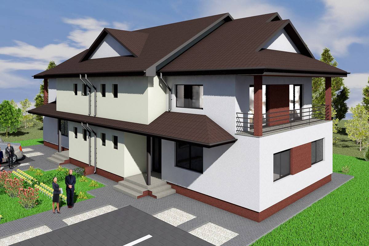 Constructie casa BCA duplex zidarie cu etaj 4 camere pe corp – Wolf ...