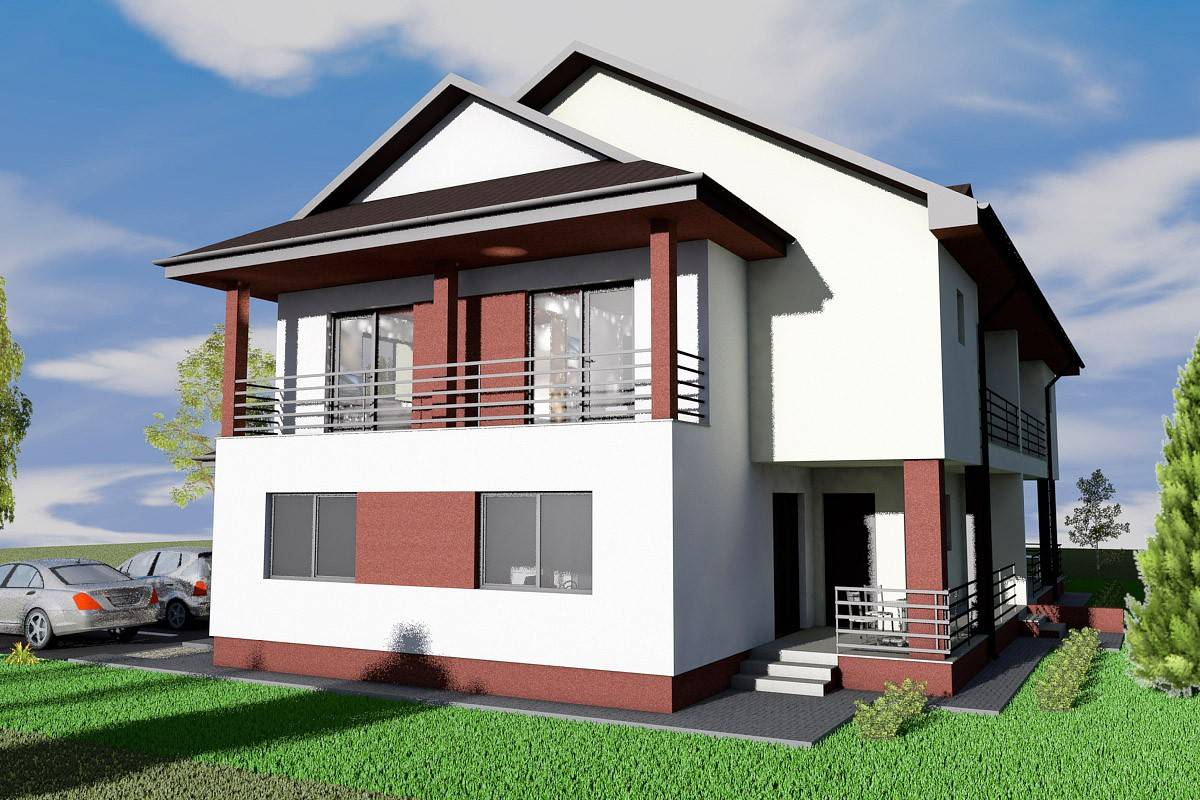 Constructie casa BCA duplex zidarie cu etaj 4 camere pe corp – Wolf ...