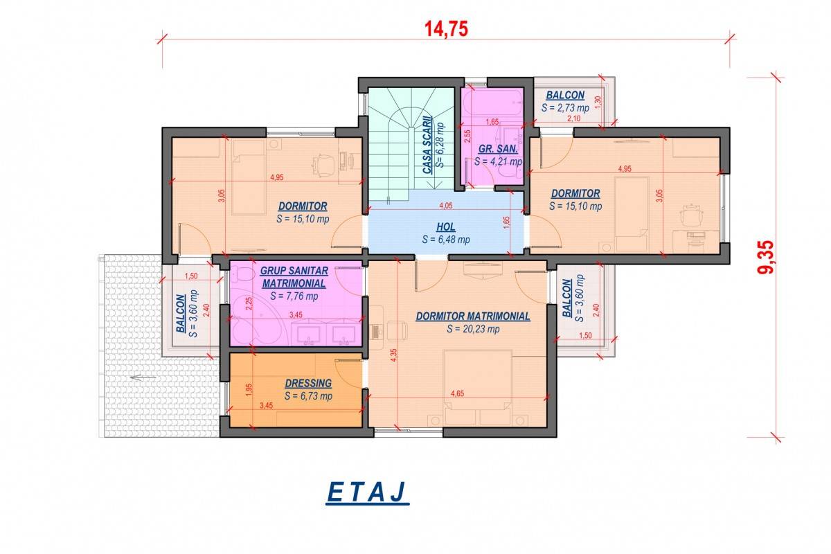 Constructie casa caramida cu terasa acoperita zidarie 014 – Wolf Construct