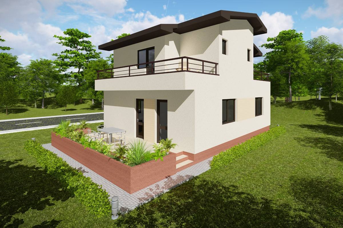 Constructie casa din BCA 180 mp zidarie etaj cu balcoane 030 – Wolf ...