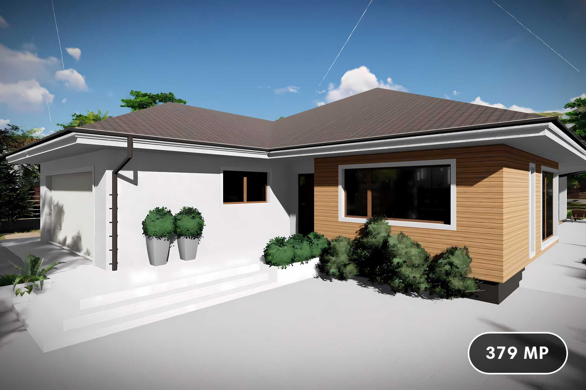 Constructie casa din BCA parter 4 camere garaj zidarie 050 – Wolf Construct