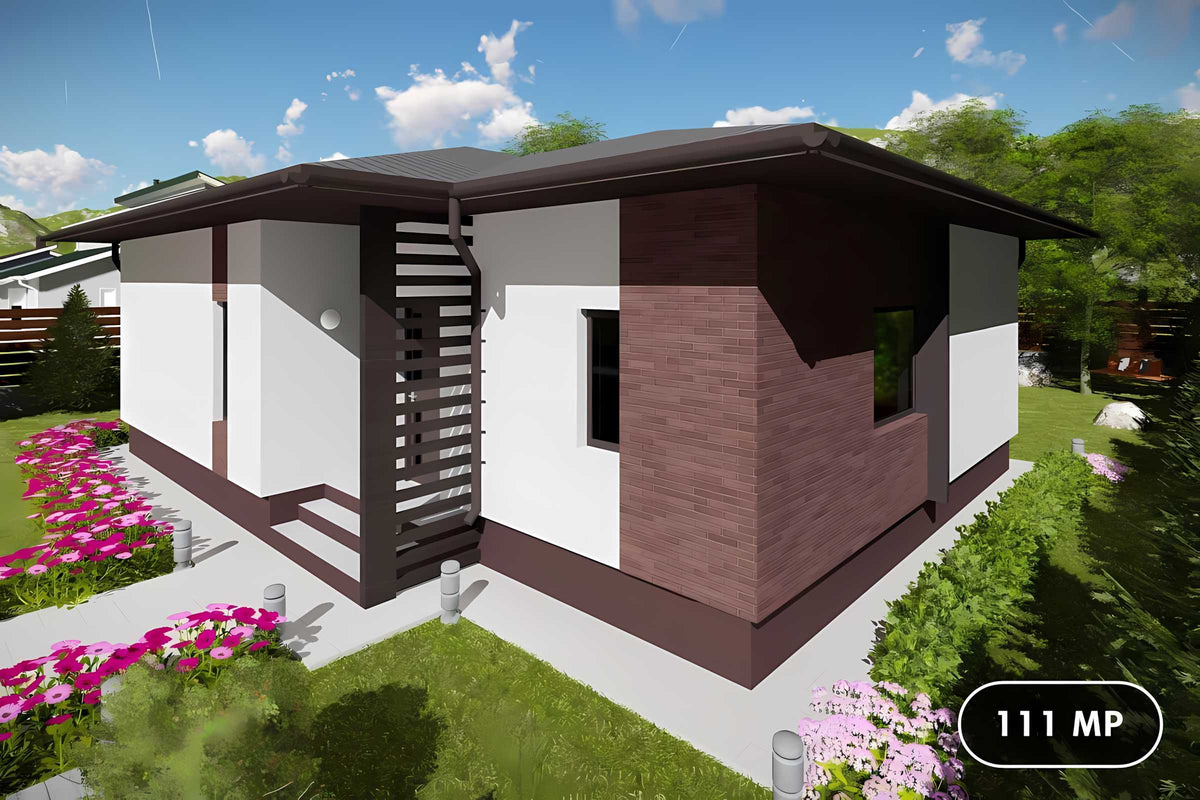 Constructie casa din zidarie cu 3 camere si 2 bai terasa 044