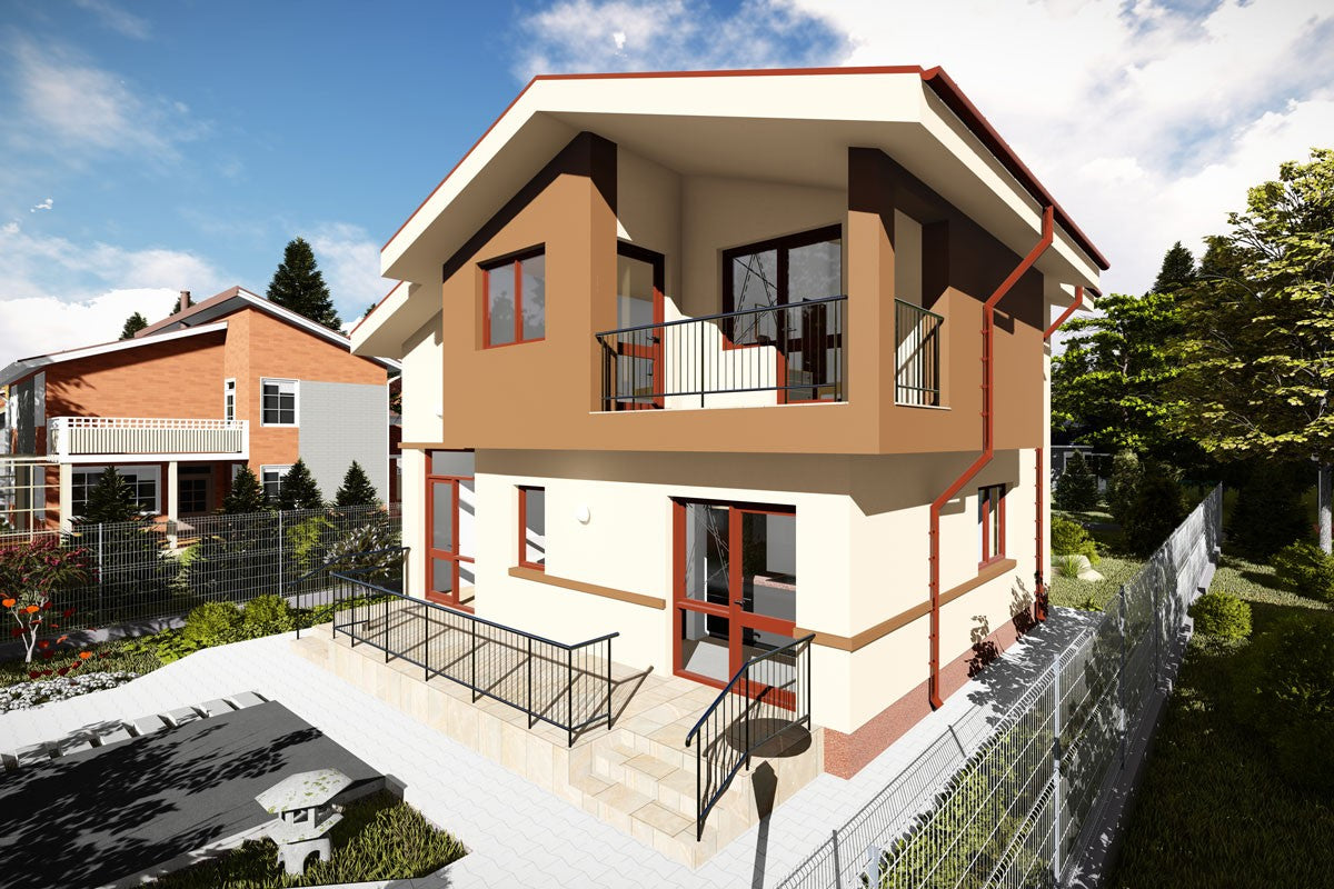 Proiect casa pe structura metalica cu mansarda 4 camere 089 – Wolf Construct