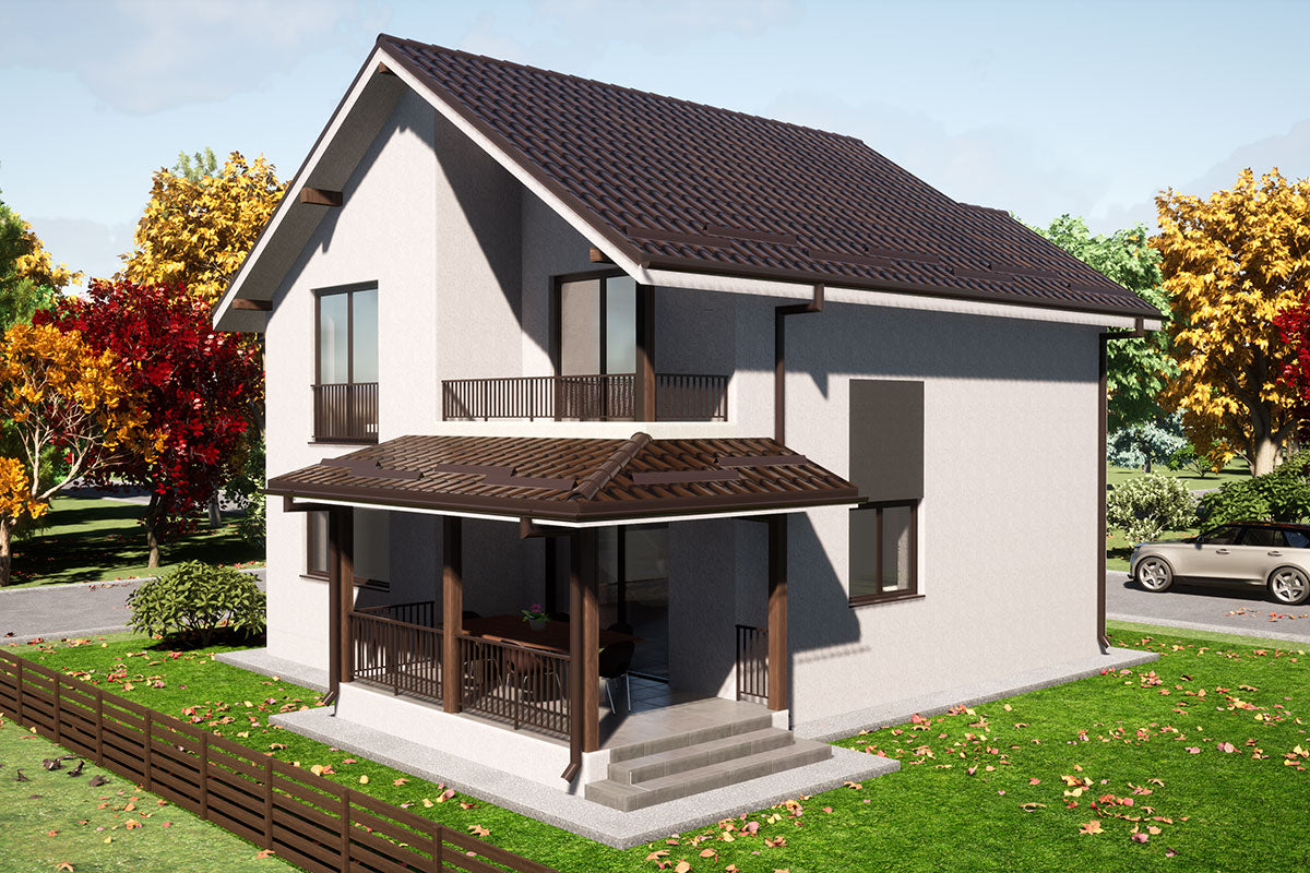 Proiect casa structura metalica cu etaj 2 dormitoare 176 mp – Wolf ...