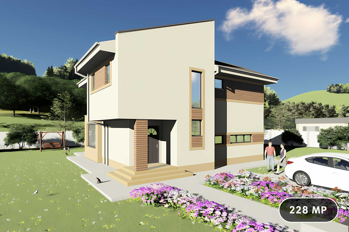 Proiect casa structura metalica cu etaj 3 dormitoare 228-121 – Wolf ...