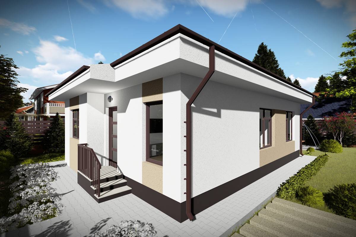 Proiect casa zidarie de BCA parter 3 camere constructie 84mp – Wolf ...
