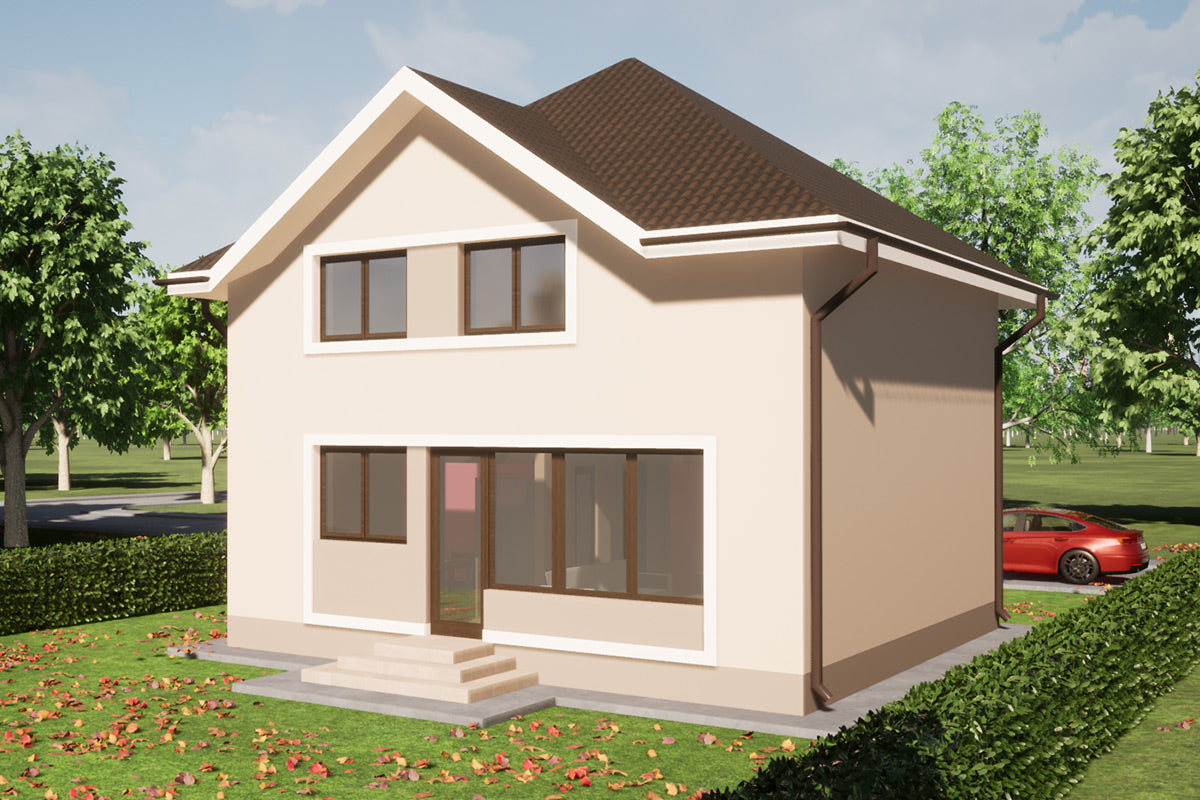 Proiect de casa structura metalica cu etaj si 3 dormitoare – Wolf Construct