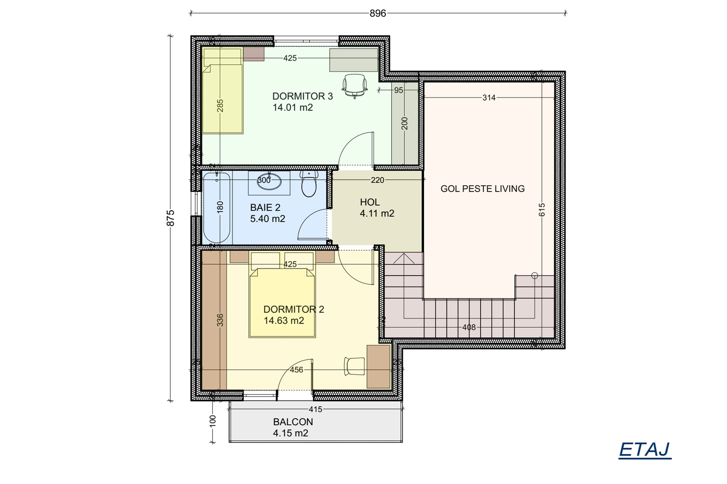 Proiect de casa structura metalica cu etaj si terasa 150 mp – Wolf ...